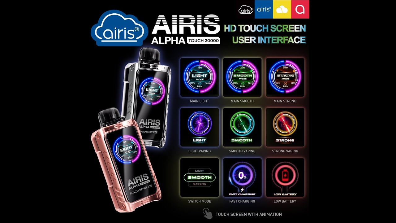 The world's first dual charge-HD touch screen disposable | Airis Alpha ...