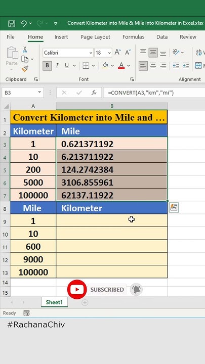 How to Convert Kilometer into Mile in Excel #excel #shorts - YouTube