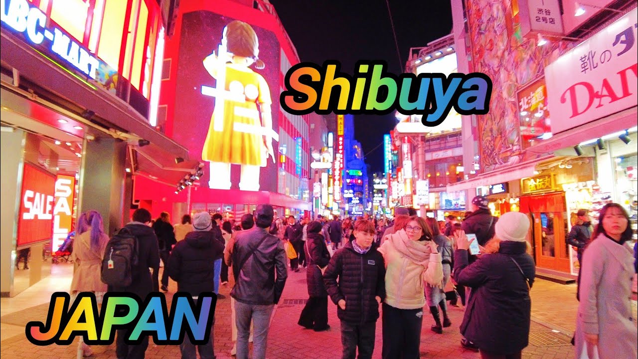 [4K] Winter Night view of Shibuya. Walking tour Around Shibuya. Tokyo ...