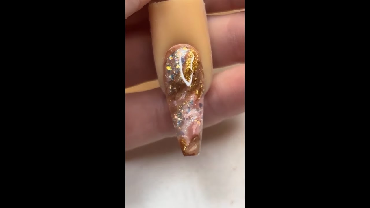 Beginner Gel Nail Techniques | Autumn Marble Color Nail Art Tutorial ...