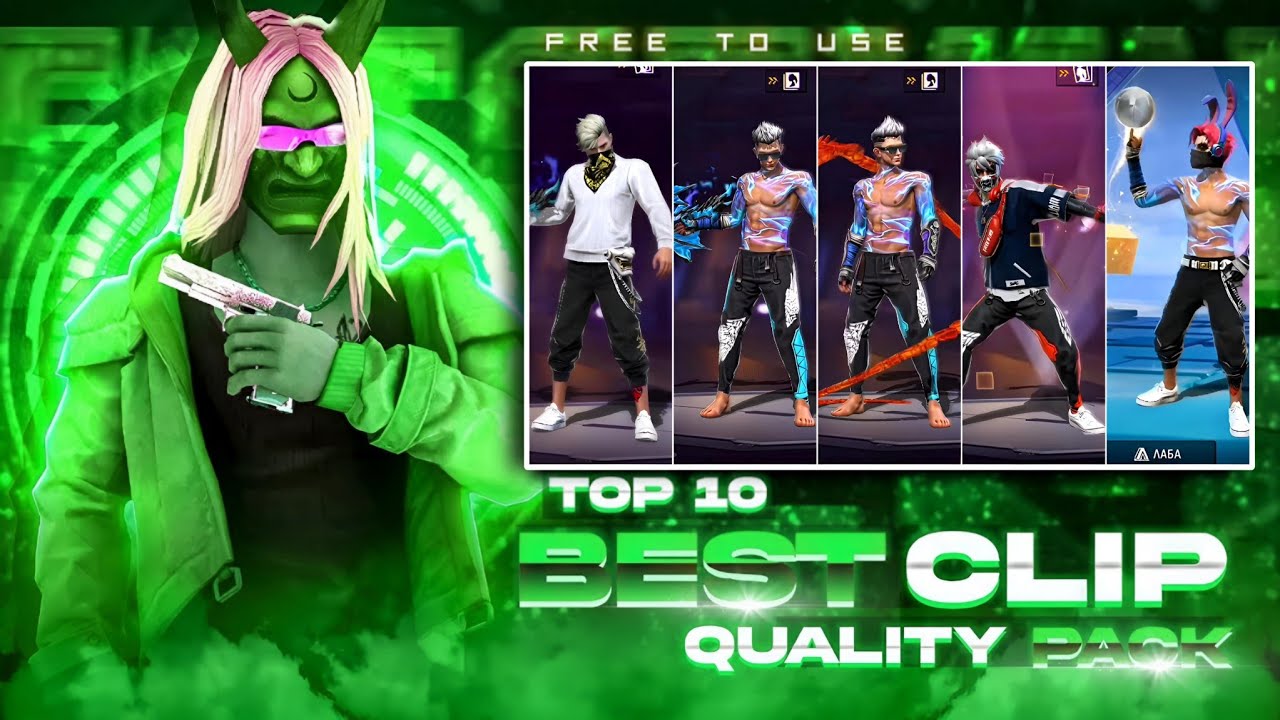 TOP 10 CLIP PACK | FREE FIRE CLIPS PACK | FREE FIRE EMOTE PACK | TOP 10 ...
