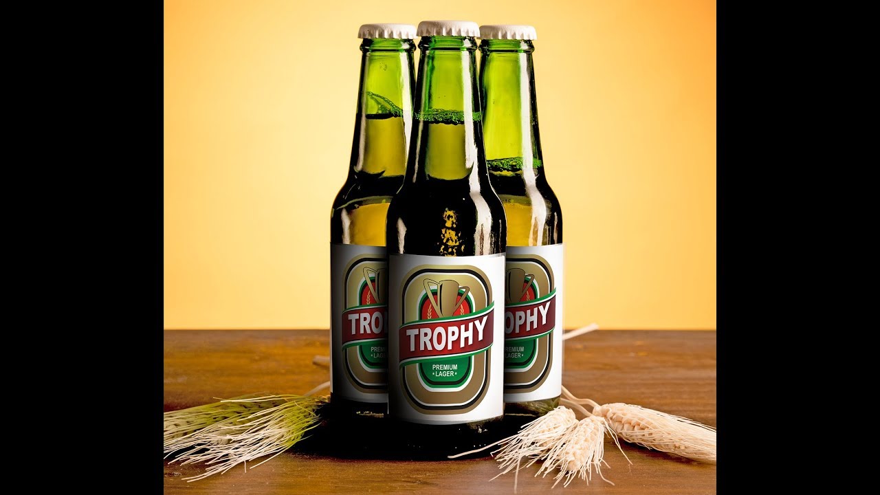 TROPHY LAGER BEER LABEL DESIGNED AND MOCKUP IN CORELDRAW AND PSD - YouTube