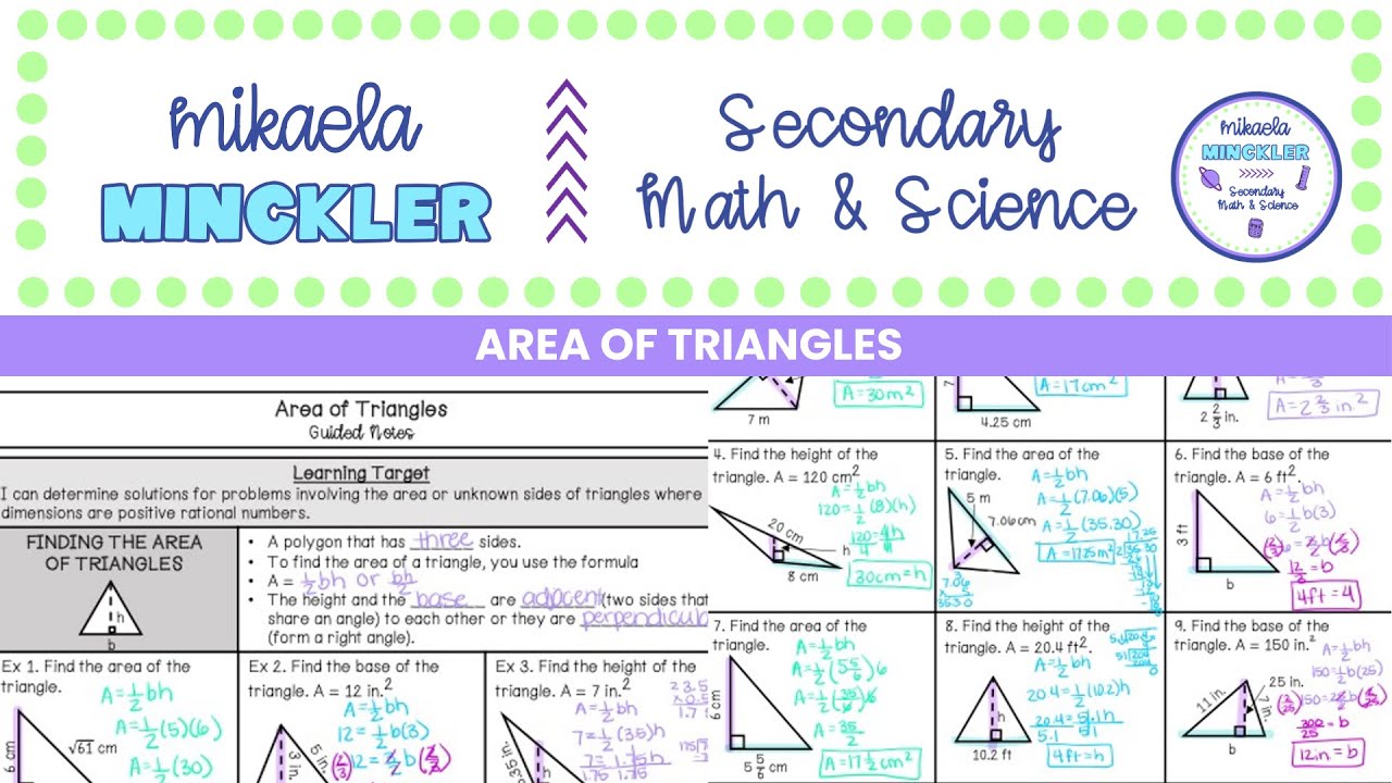 Area of Triangles Guided Notes Lesson | 6th Grade Math - YouTube