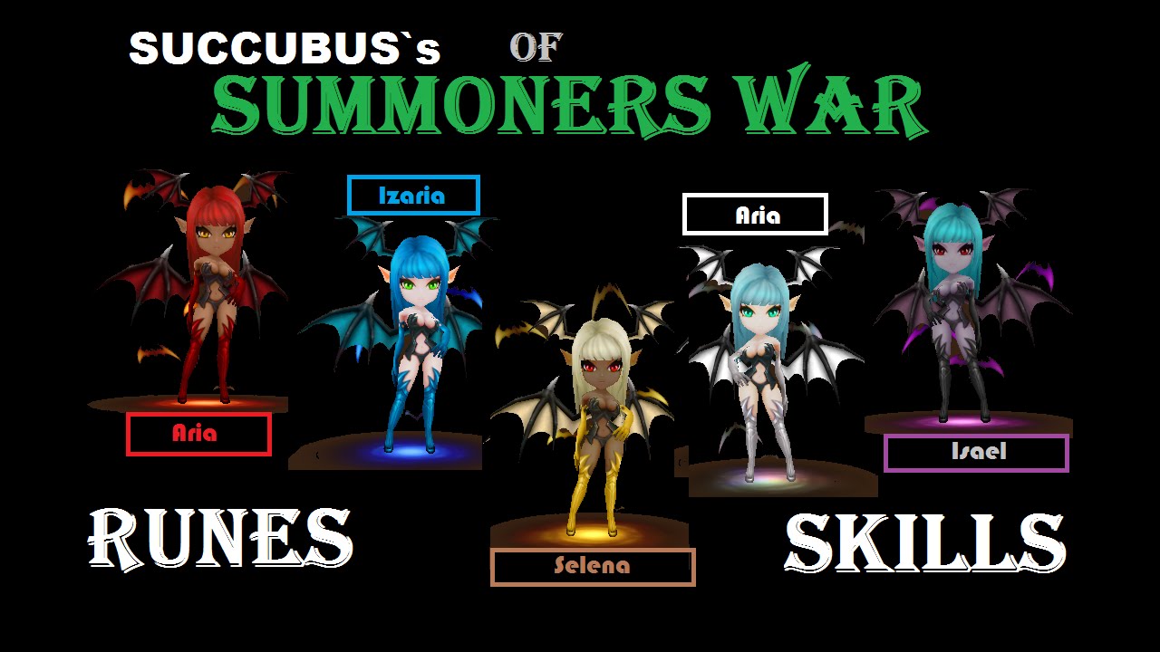 Summoners war : Succubus | Akia , Izaria ,Selena ,Aria ,Isael | Runes ...