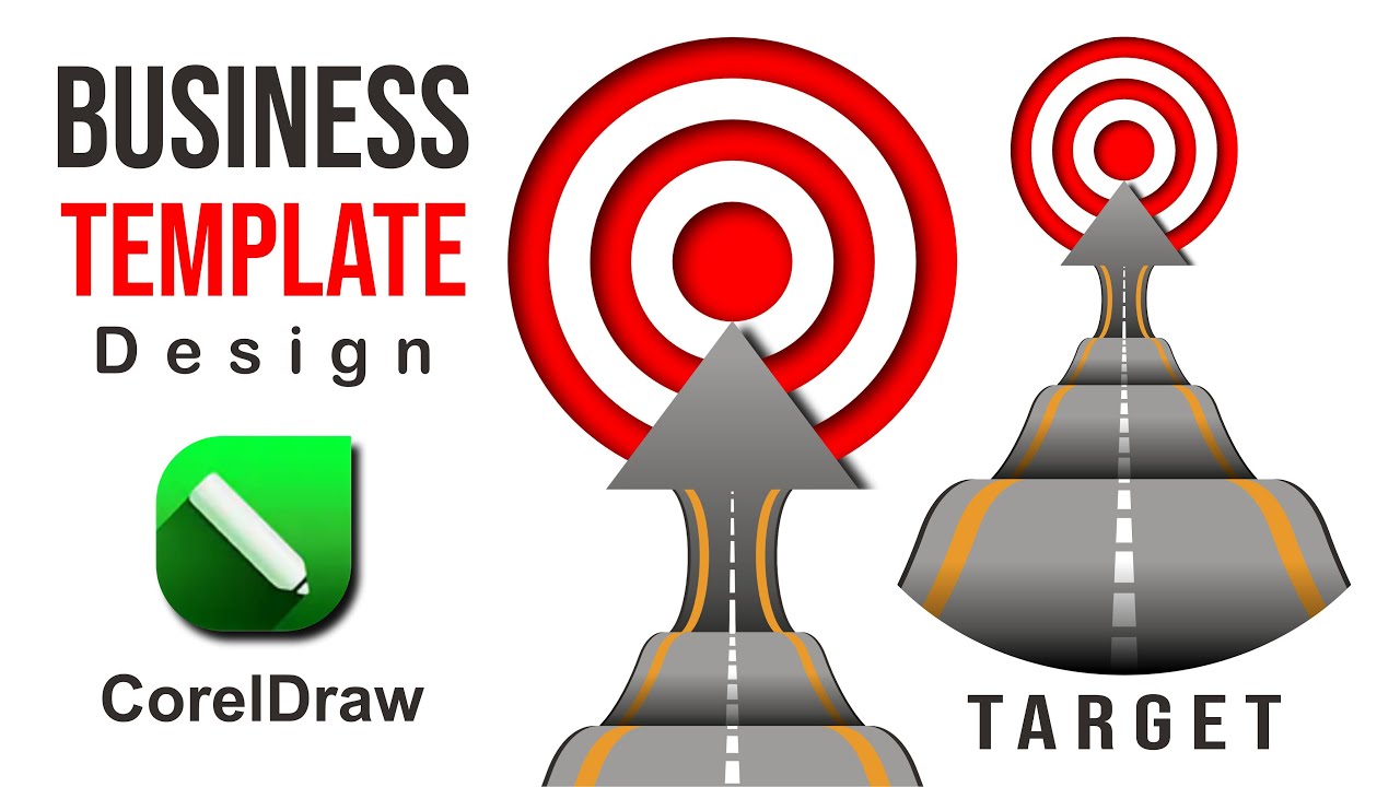 Create 3D Wavy Road Business Target Template Design in Coreldraw ...