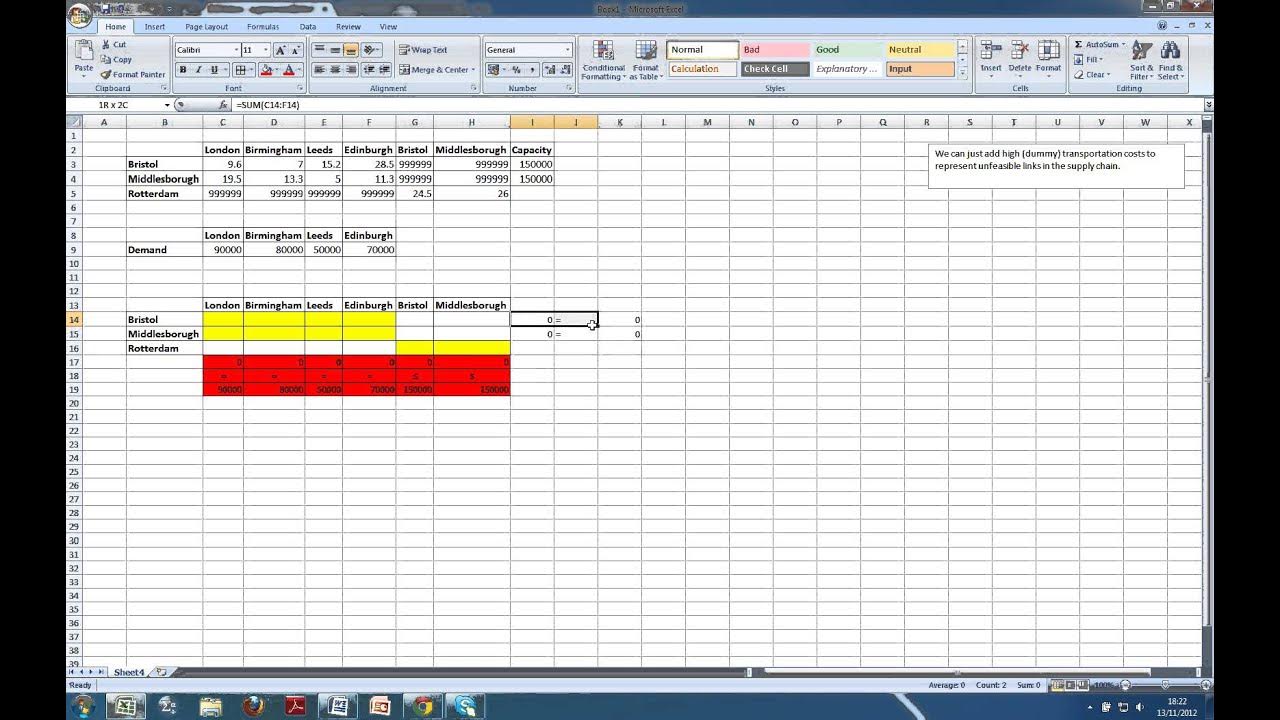 Solving a Minimum Cost Flow Problem through MS Excel Solver - YouTube