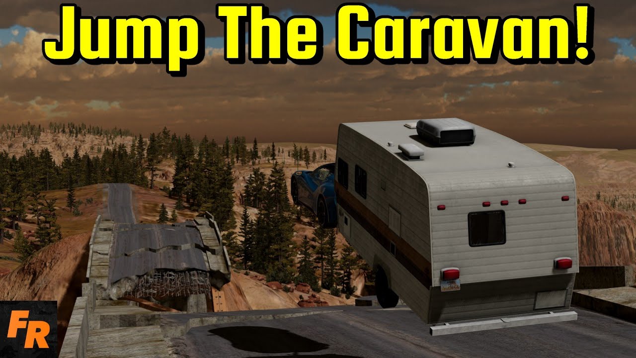 Can A Caravan Jump The Canyon ? - BeamNG Drive - YouTube