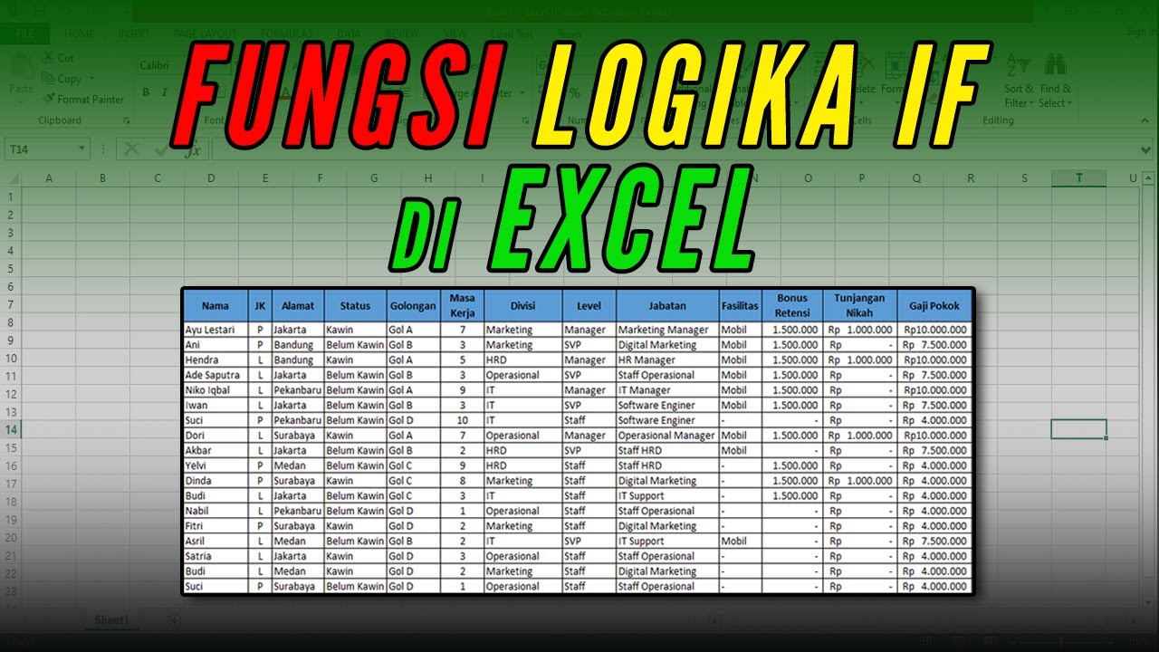 Menggunakan Fungsi Logika IF di Ms Excel | Tutorial Ms Excel - YouTube