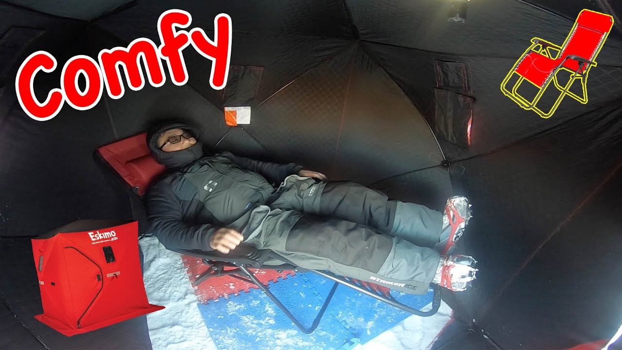 Eskimo QuickFish 2i & Zero Gravity Chair -Overnighter on Ice- - YouTube