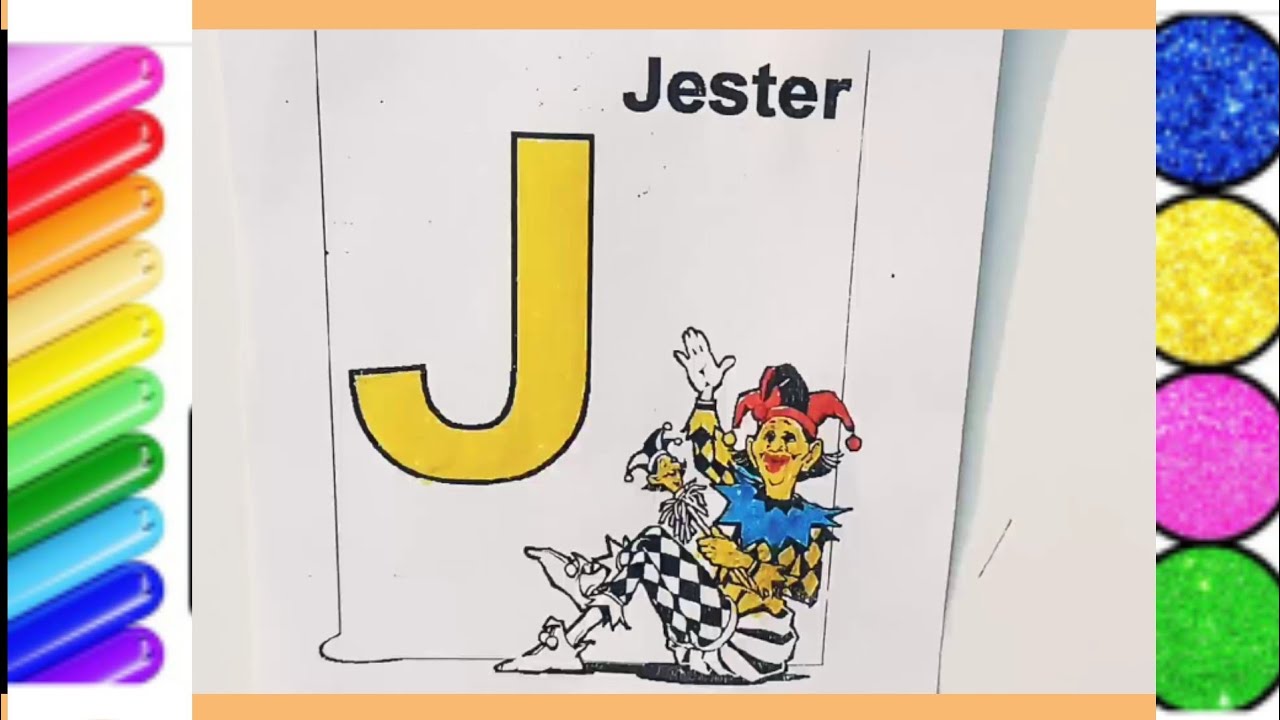 J for Jester Drawing and Coloring Jester for kids | Alphabets learn ...