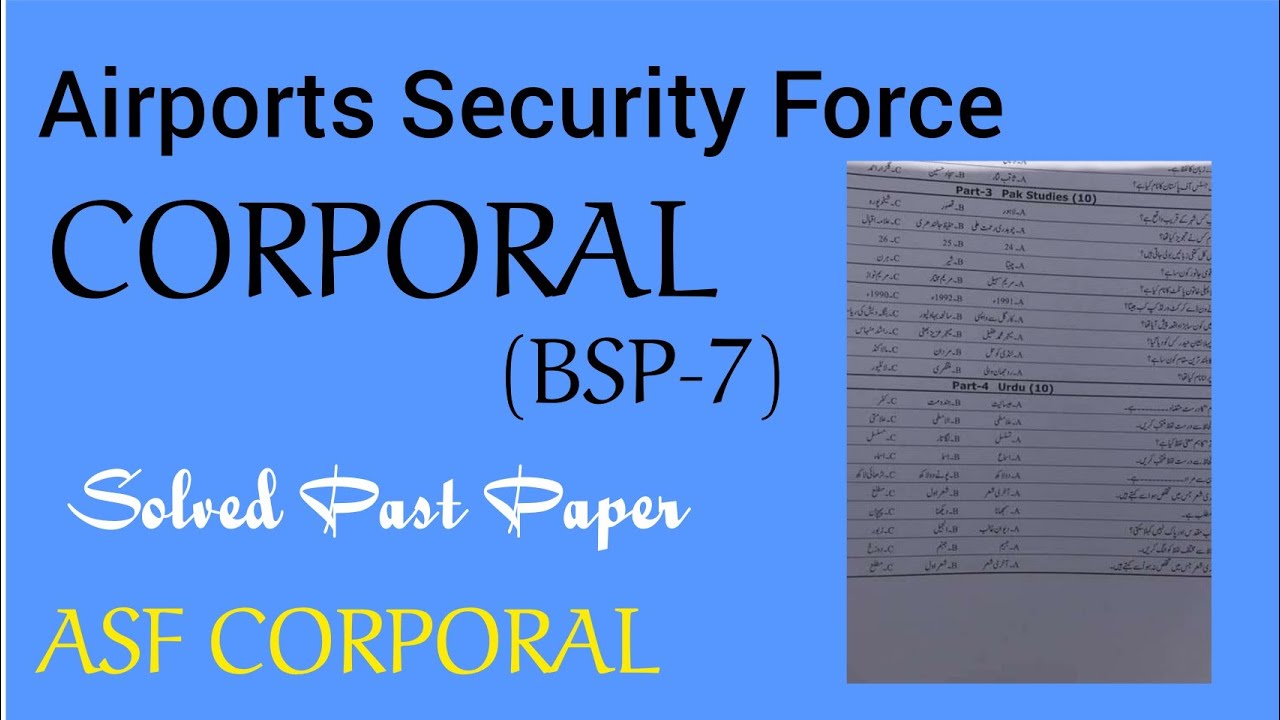Airports Security Force CORPORAL (BSP-7) / Solved ASF CORPORAL Past ...