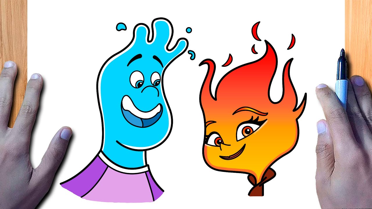 COMO DIBUJAR A EMBER Y WADE DE LA PELÍCULA ELEMENTAL - YouTube