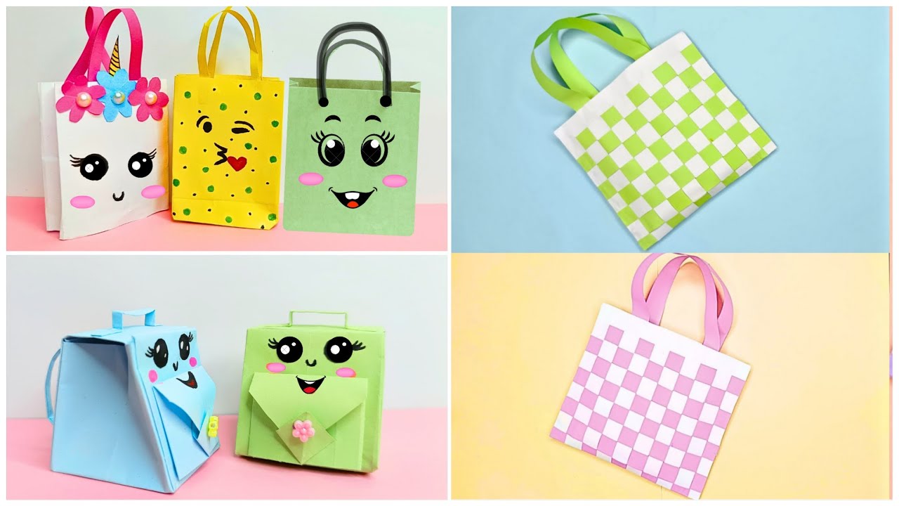 [Miniature 15/20]Easy & Cute Miniature Paper Bags Tutorial ️👜 | How to ...