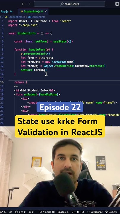 Simple Form Validation Using State In Reactjs 😊 Reactjstutorial Youtube