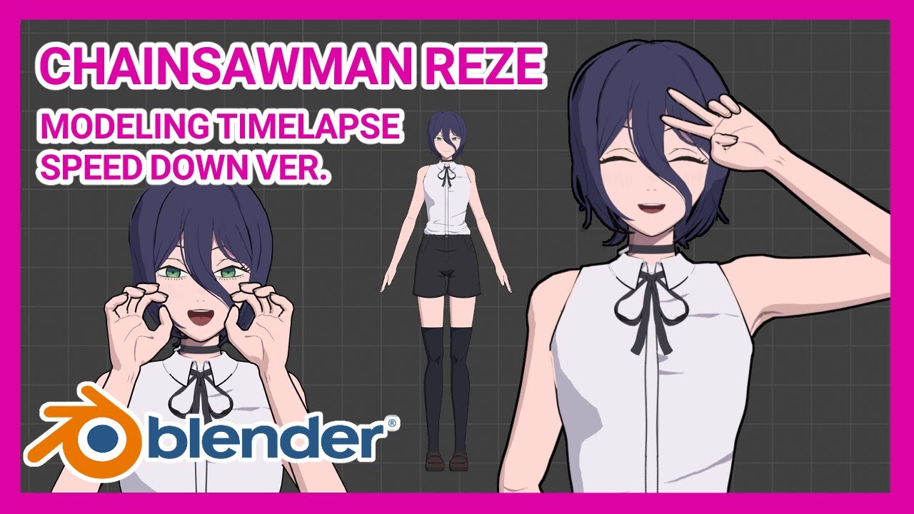 블렌더로 체인소맨 레제 만들기 느린 버전 / Chainsaw Man Reze Modeling Timelapse speed ...