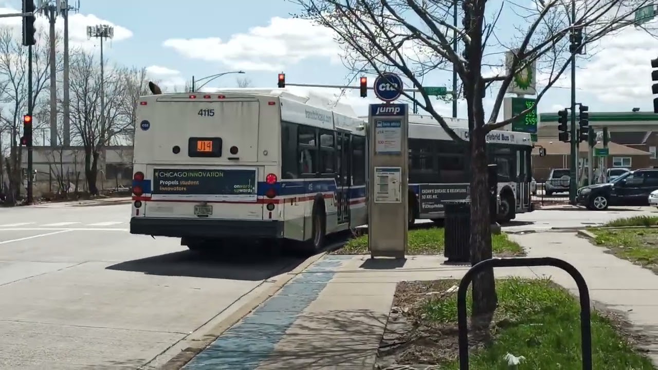 CTA 2008 New Flyer DE60LF 4115 On Rt J14 Jeffery Jump - YouTube