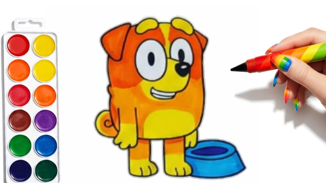 Bluey Coloring Time 🎨 Easy Cute Drawing | Fun Simple Bluey Art for Kids ...