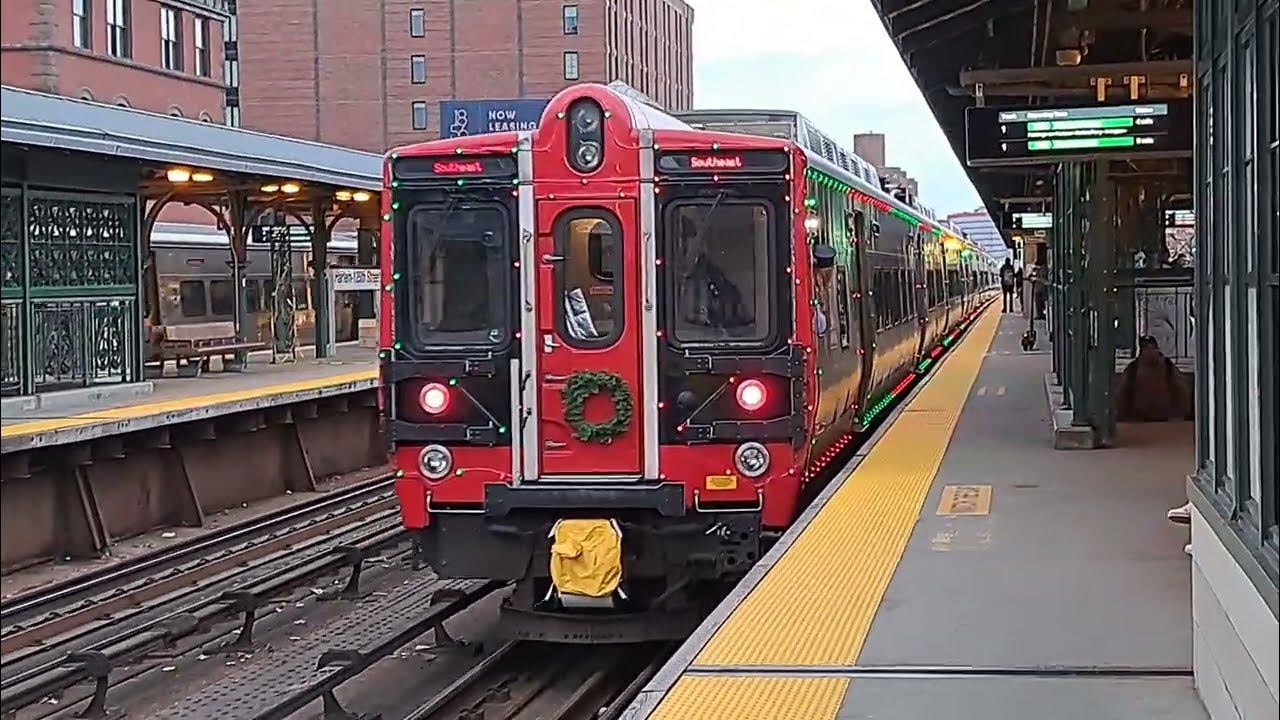 MTA: Metro North Holiday M8 train to Southeast arrives and departs Harlem-125 Street - YouTube