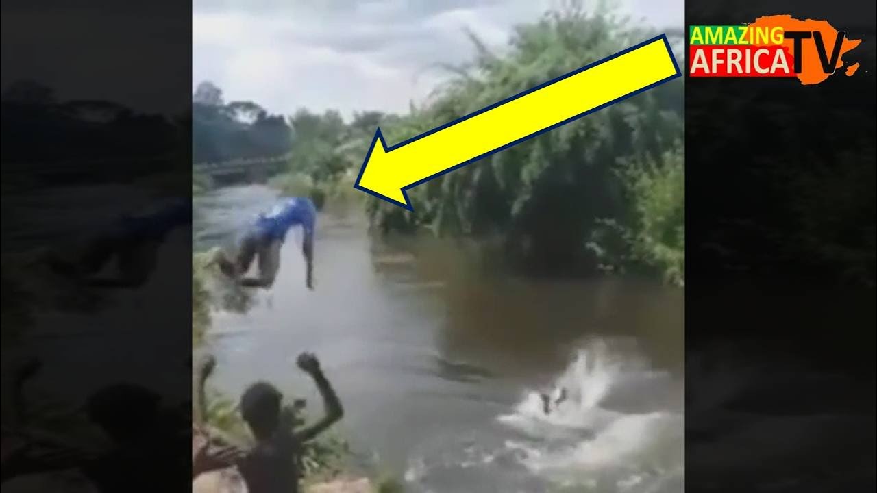 AFRICAN KIDS DIVE JOYFULLY INTO DANGEROUS RIVER - YouTube