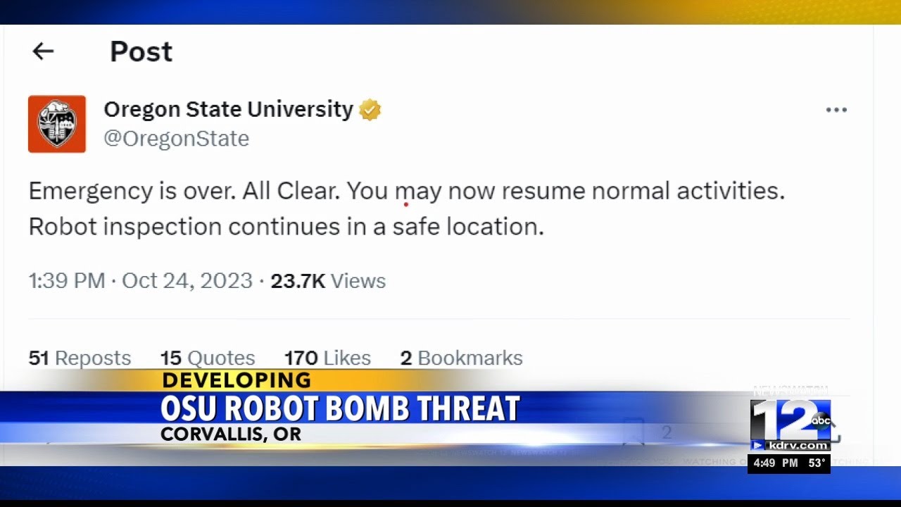 OSU grapples with robot bomb threat - YouTube