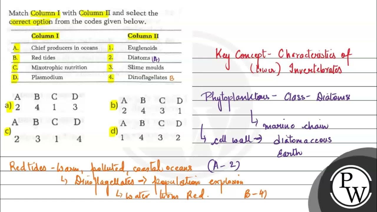 Match Column I with Column II and select the correct option from the ...