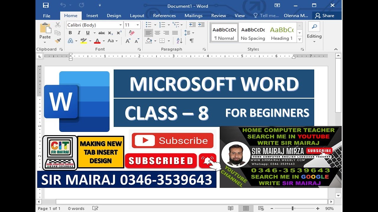 8 MICROSOFT OFFICE WORD CLASS MAKING NEW TAB =RAND =LOREM INSERT DESIGN ...