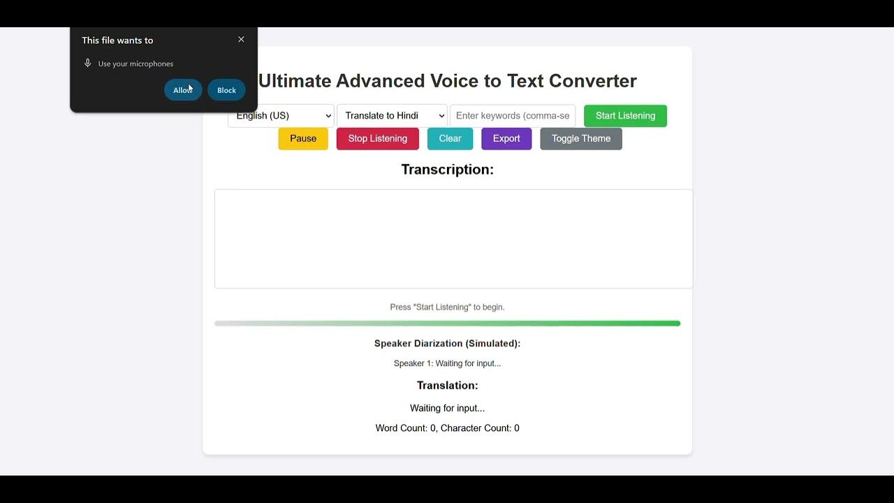VOICE TO TEXT IN HTML CSS AND JAVASCRIPT - YouTube
