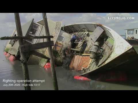 Righting attempt 1 of Llys Helig. A Thornycroft 1922 Gentleman's Yacht ...