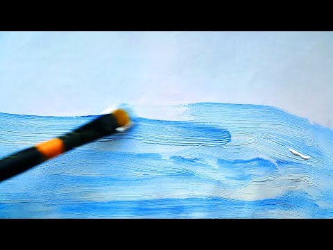 How to Draw Sky and Clouds / Blue Acrylic Painting - YouTube