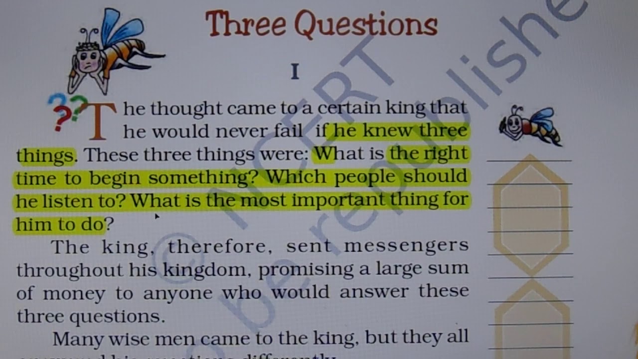 Three Questions Class 7 YouTube Three Questions Class 7 YouTube