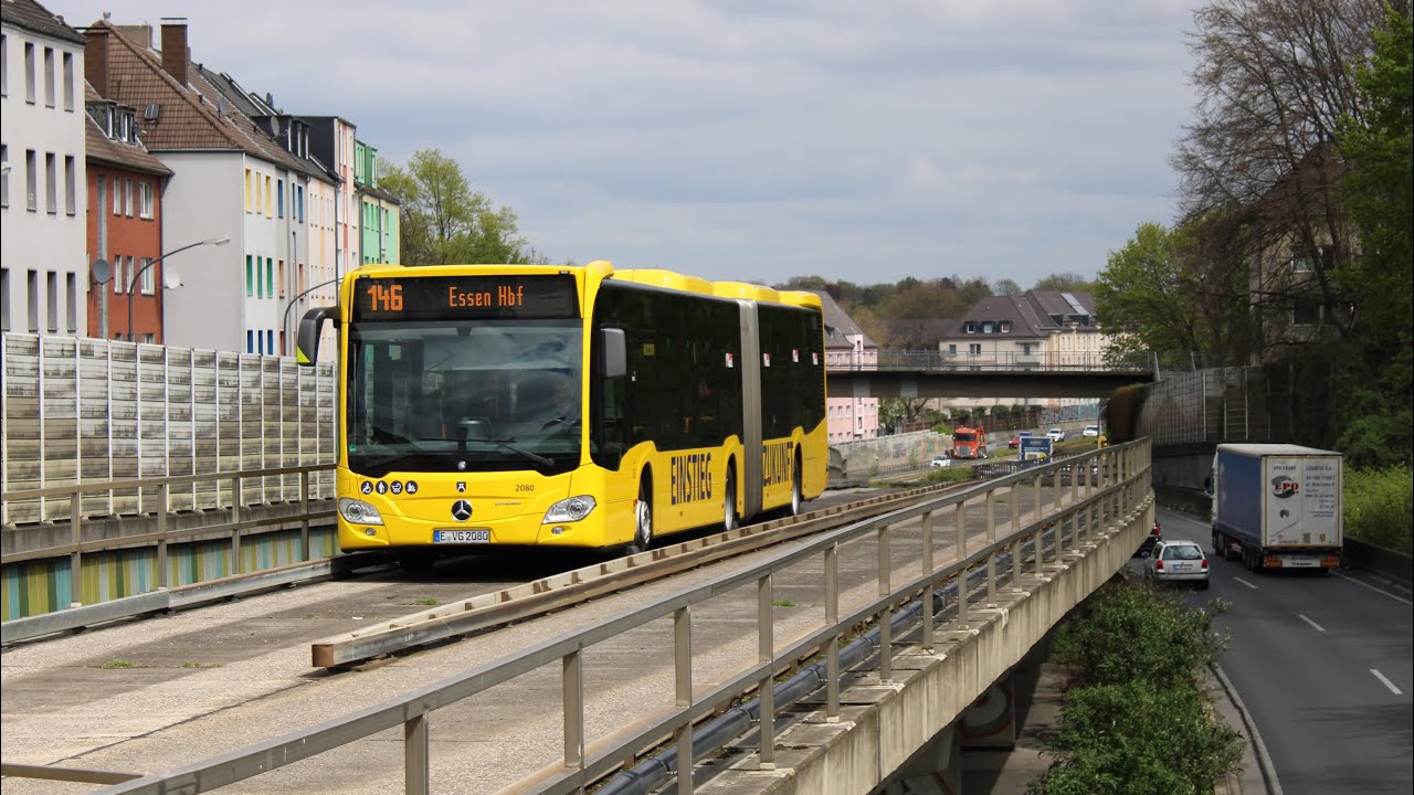 Einzigartig! Spurbus Essen - Mit der Linie 146 entlang der Autobahn A40 ...