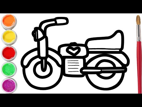 Cara menggambar sepeda motor untuk anak-anak|How to draw a motorcycle ...