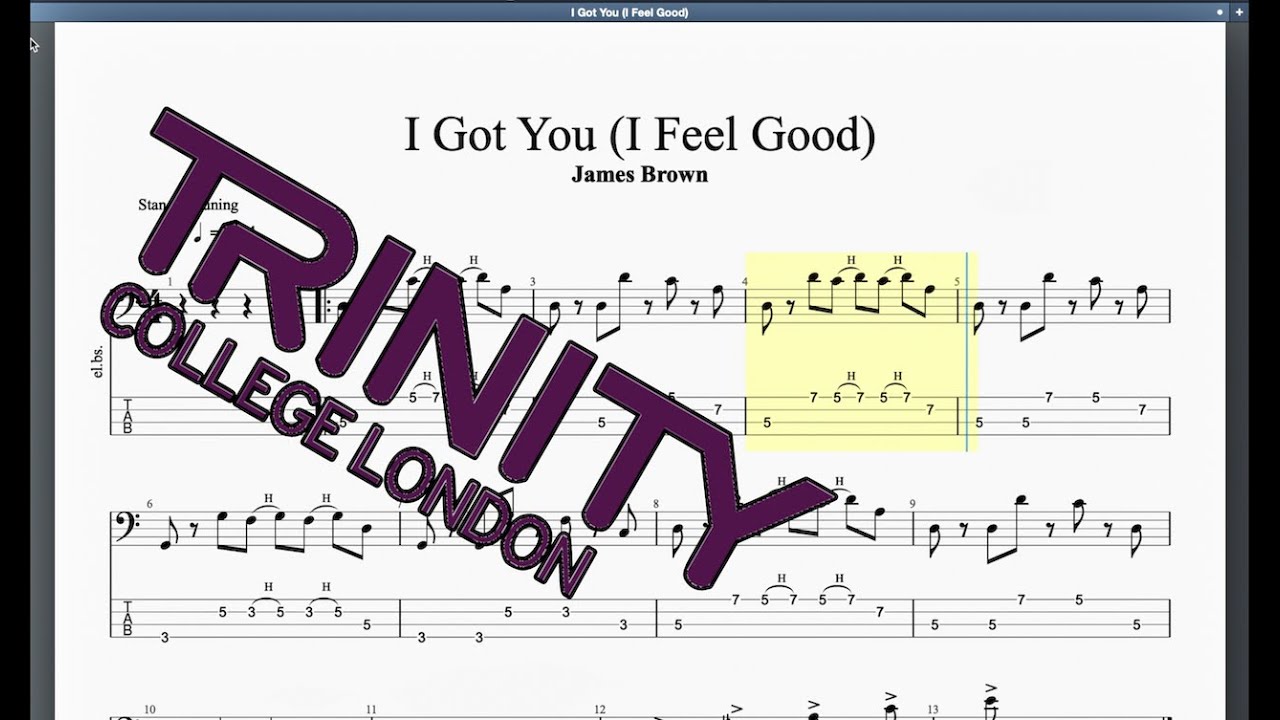 I Got You I Feel Good (2012 Syllabus) Trinity Grade 7 Bass - YouTube