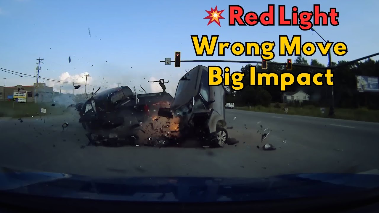 Red Light Crash Sparks Fire at Intersection | Crash Pulse - YouTube