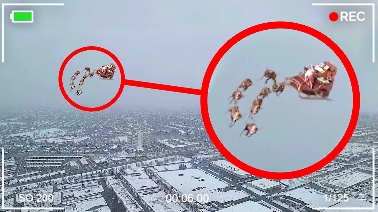 Drone Catches Santa Claus FLYING In His Sleigh On Christmas - YouTube