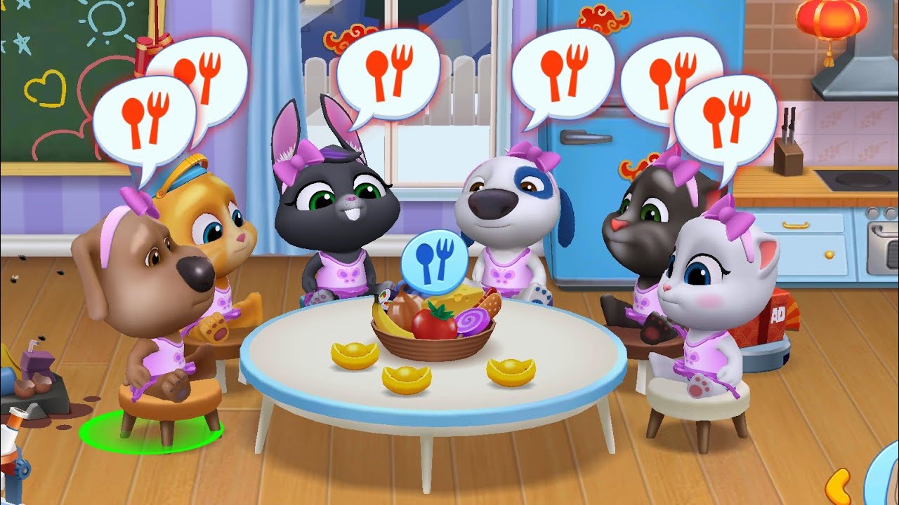 My Talking Tom Friends: Tummy's rumbling. Is it time to eat?? - YouTube