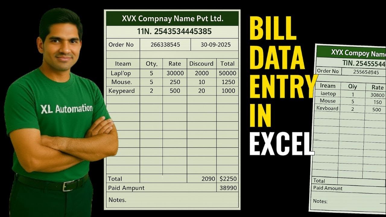 How To Entry Bill in Microsoft Excel || Bill Format in Excel - YouTube