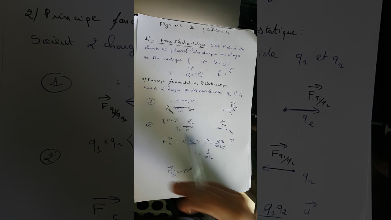 Cours physique 2: la force électrostatique [1] - YouTube