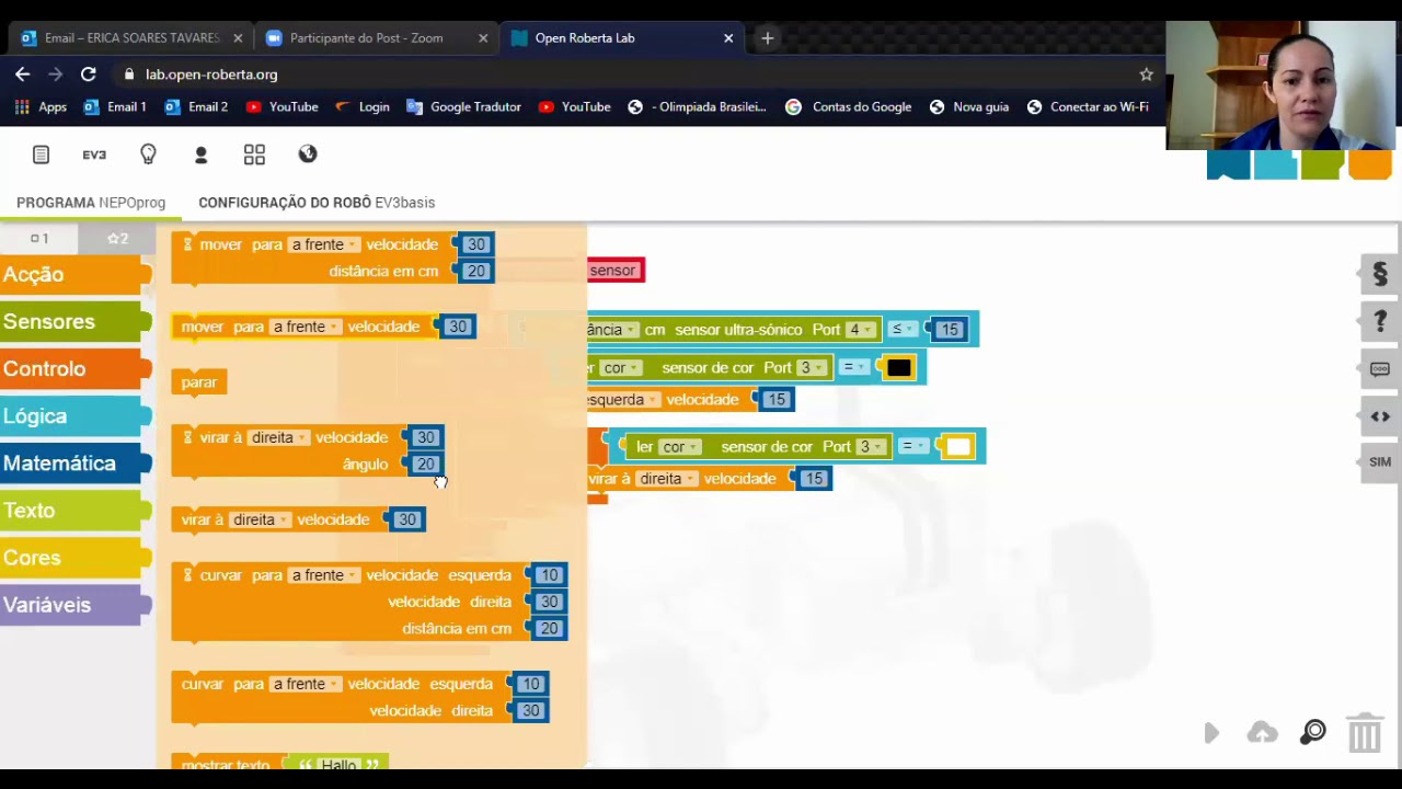 Open Roberta Lab segue linha pare obstáculo - YouTube