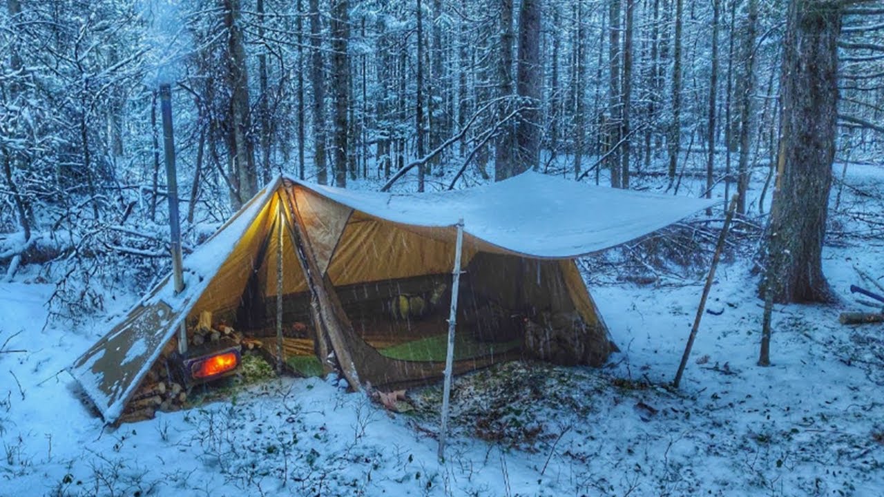 EXTREME -45C FREEZING COLD WINTER CAMPING ALONE in a HOT TENT EXTREME Winter SNOW STORM - YouTube