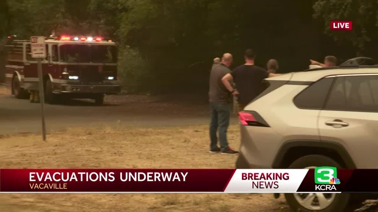 Evacuations continue in Solano County as fast-moving wildfire burns in ...