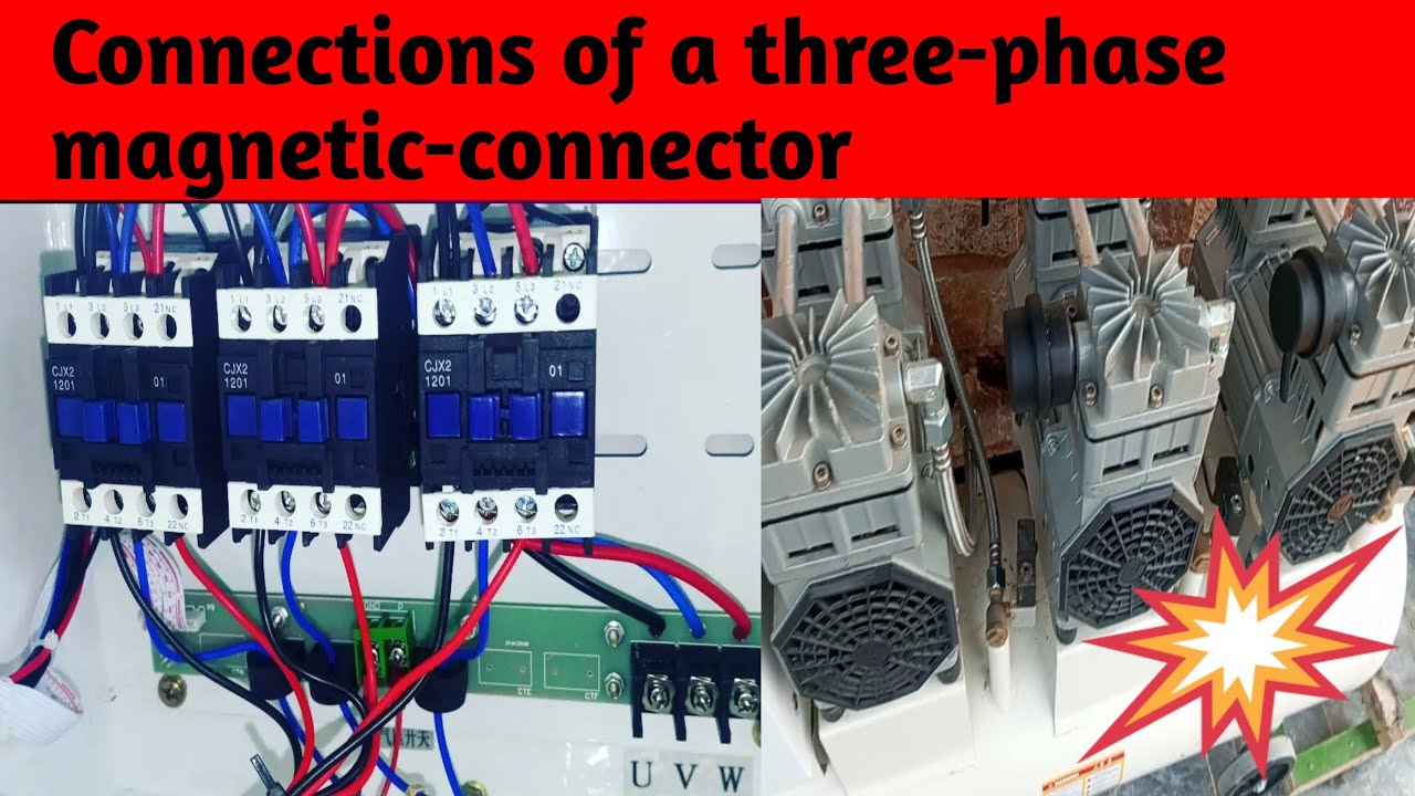 Connections of a three | phase magnetic connector | compressor Raza ...