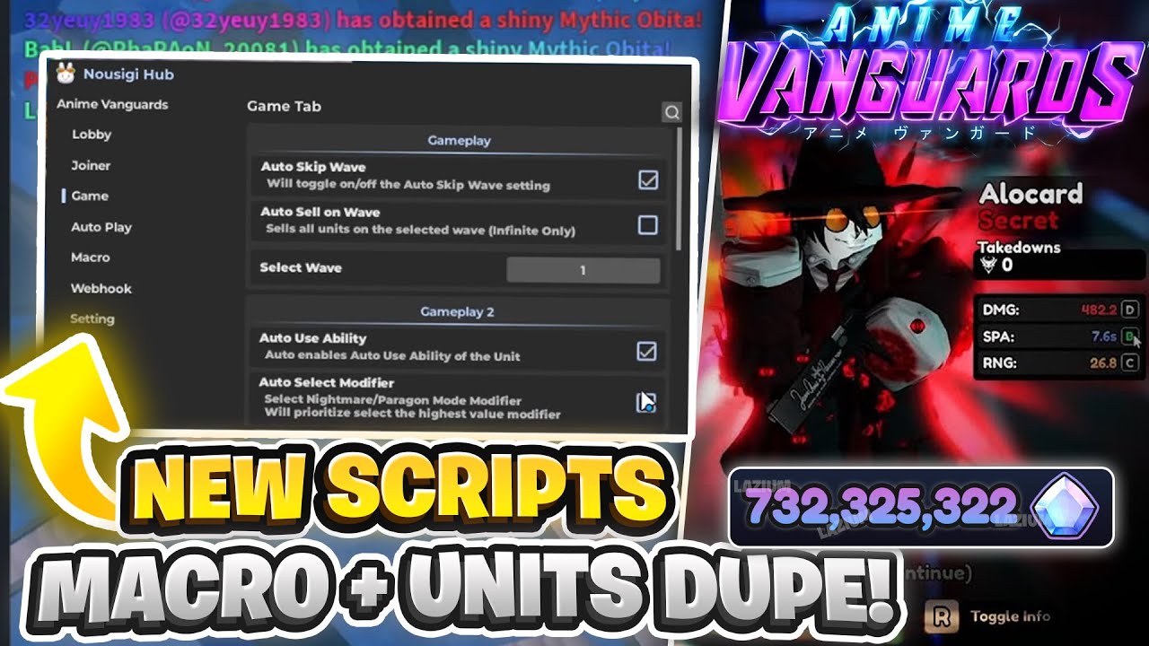 [NEW] Anime Vanguard Script Hack GUI | INF Gems DUPE Units + Macro HACK ...