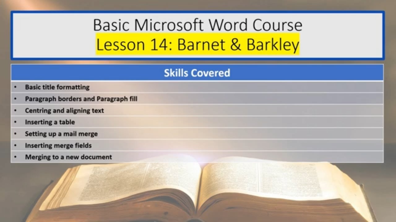 ECDL Level 2 Word Lesson 14 Barnet and Barkley - YouTube