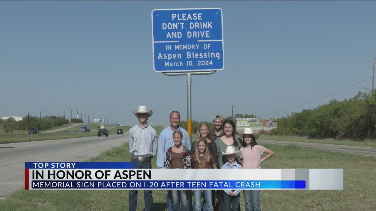 Memorial sign unveiled on I-20 in honor of Aspen Blessing - YouTube
