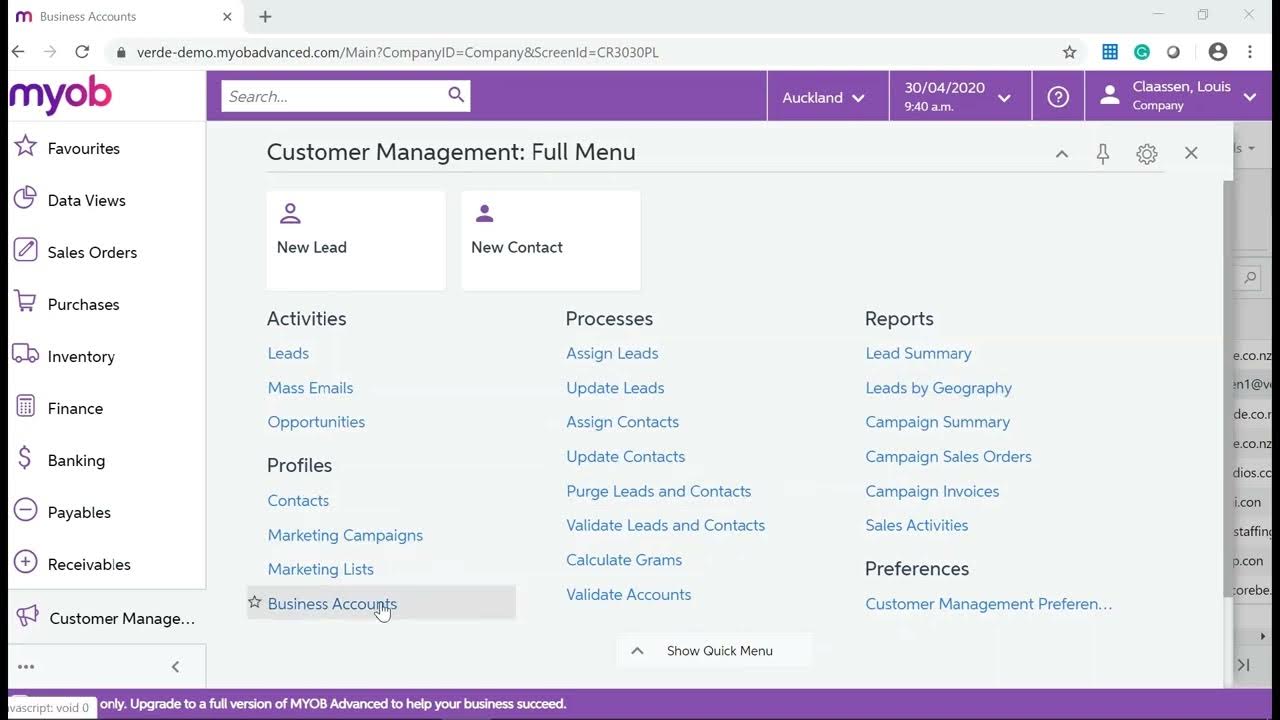 MYOB Advanced Training - CRM - Managing Opportunities - YouTube
