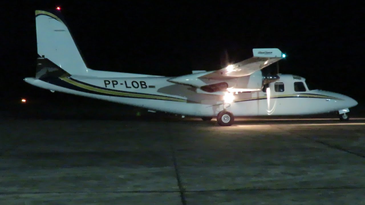 TURBO COMMANDER 690B DASH 10 Acionamento e Decolagem Noturna - YouTube