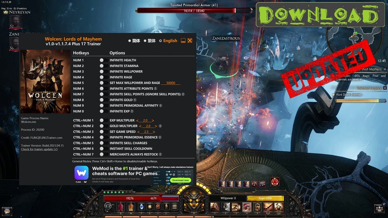 Updated trainer for Wolcen Lords of Mayhem | Trainer mastery guides ...