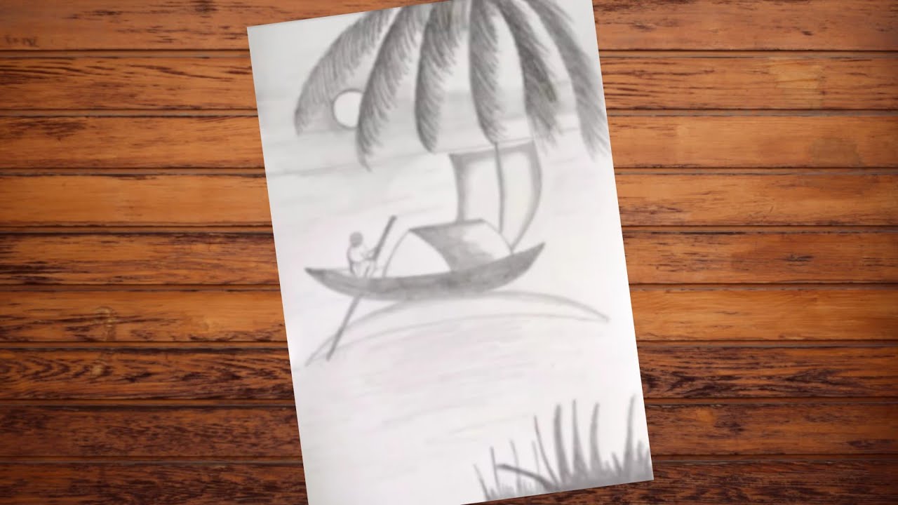 How To Draw Moonlight Night Scenery Step By Step Easily - YouTube