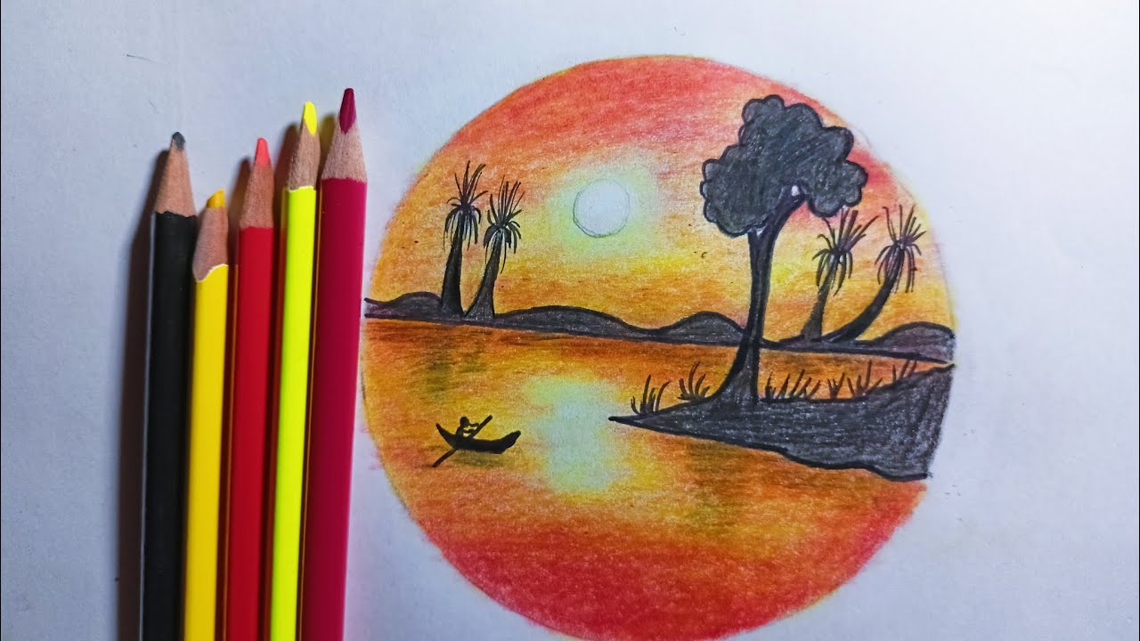 Ho to make beautiful sunrise painting step by step | sunrise drawing ...